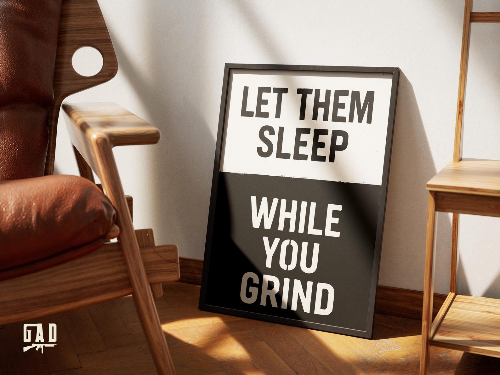 Arte de parede para o Night-Shift Hustle | Motivação em preto e branco ...