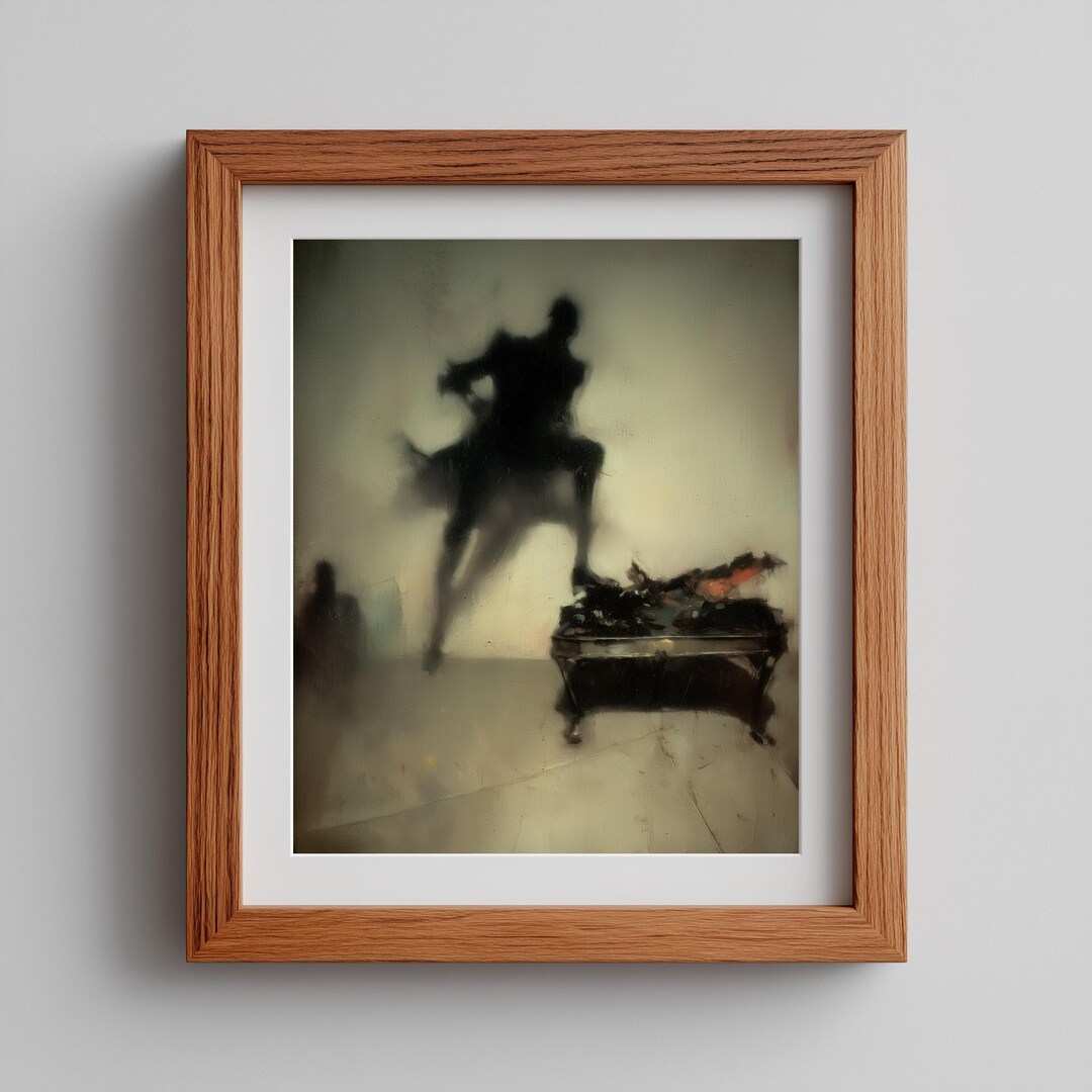 Moody Shadow Jester - Printable Dark Cinema Art, Spooky Vintage Wall ...