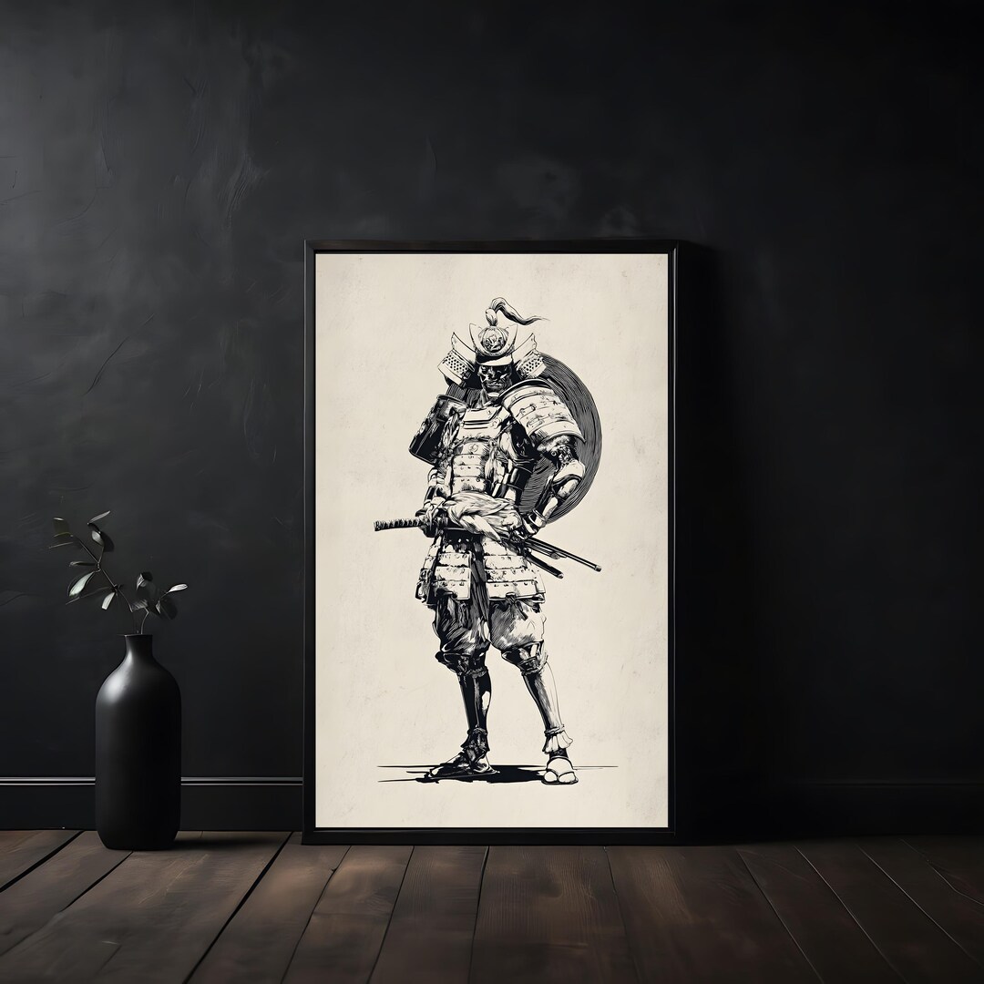 Samurai Ink Armor Art: Handrawn Samurai Illustration, Vintage Ink Style ...