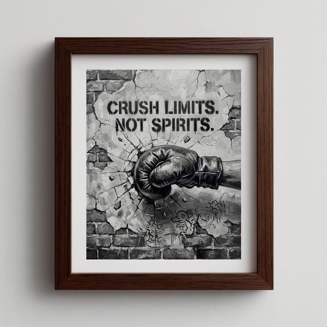 Urban Graffiti Boxing Glove Print, Street Art Motivational Quote, Black ...