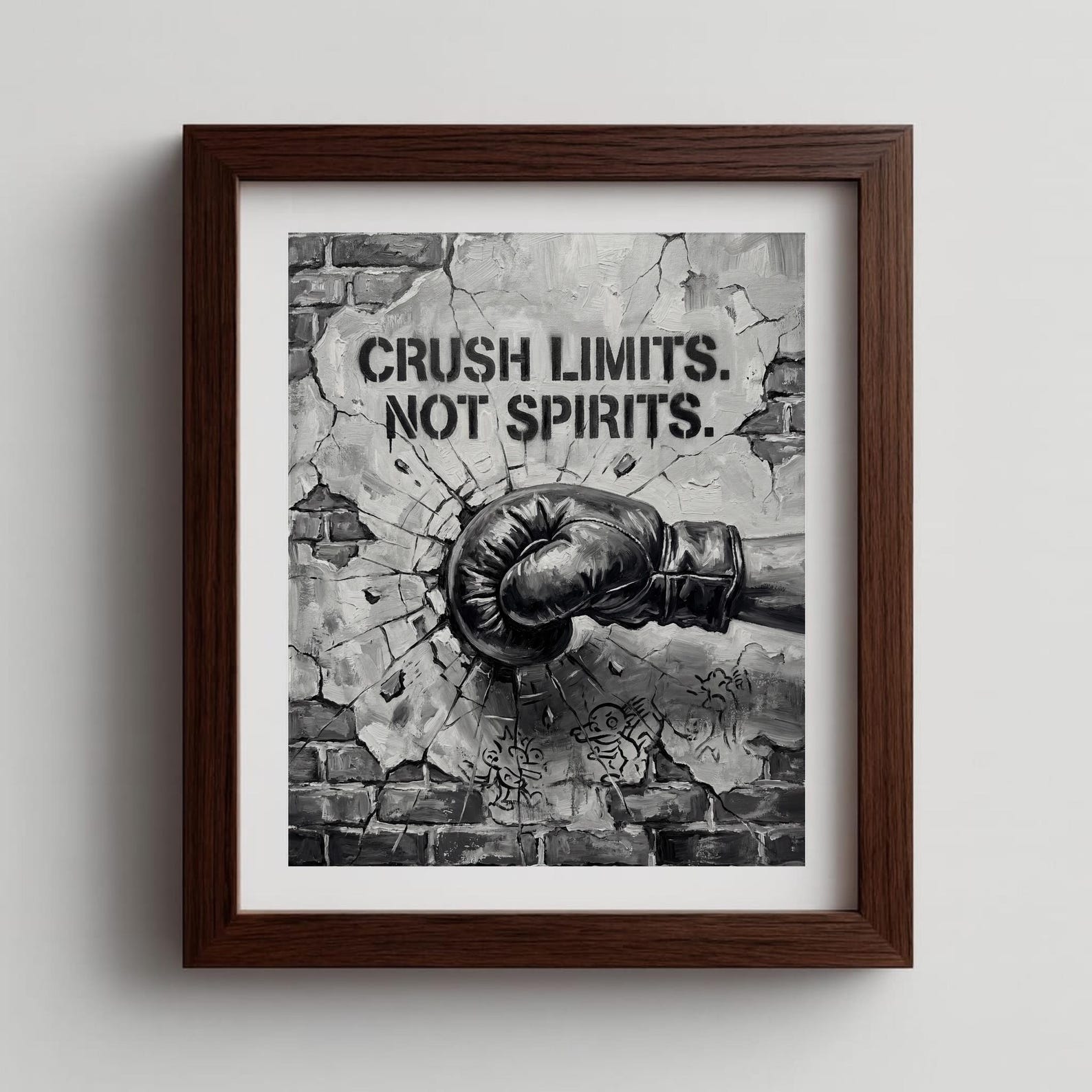 Urban Graffiti Boxing Glove Print, Street Art Motivational Quote, Black ...