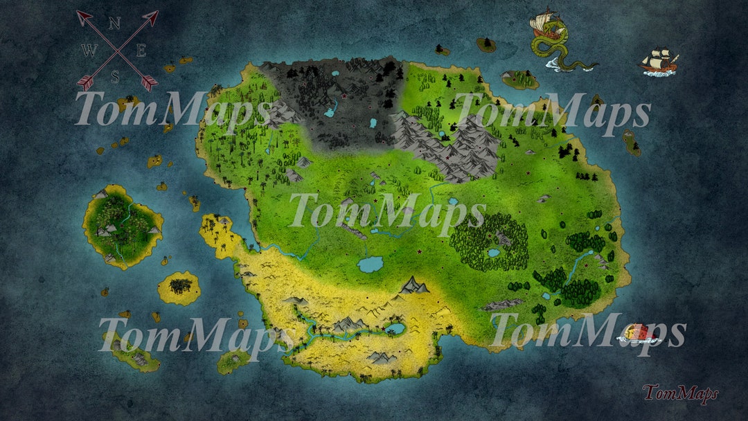 Map of Realms Fantasy Maps Printable PDF JPG Dungeons & Dragons Board ...