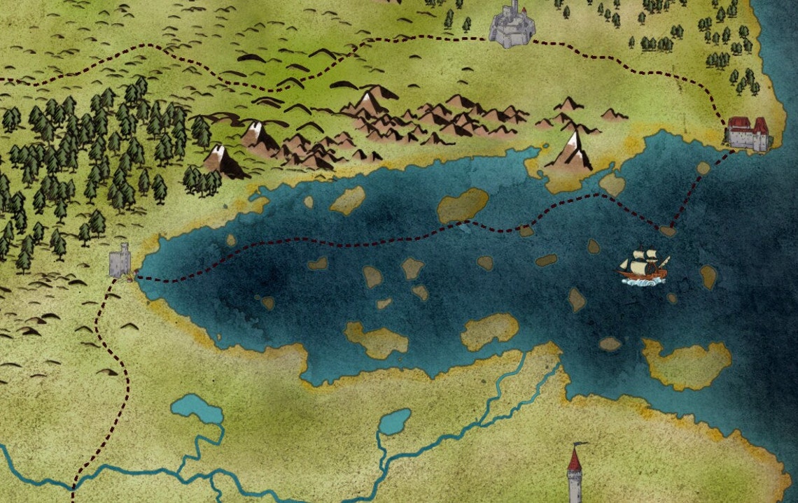 Map of Travels | Fantasy Maps | Printable | PDF | JPG | Dungeons ...