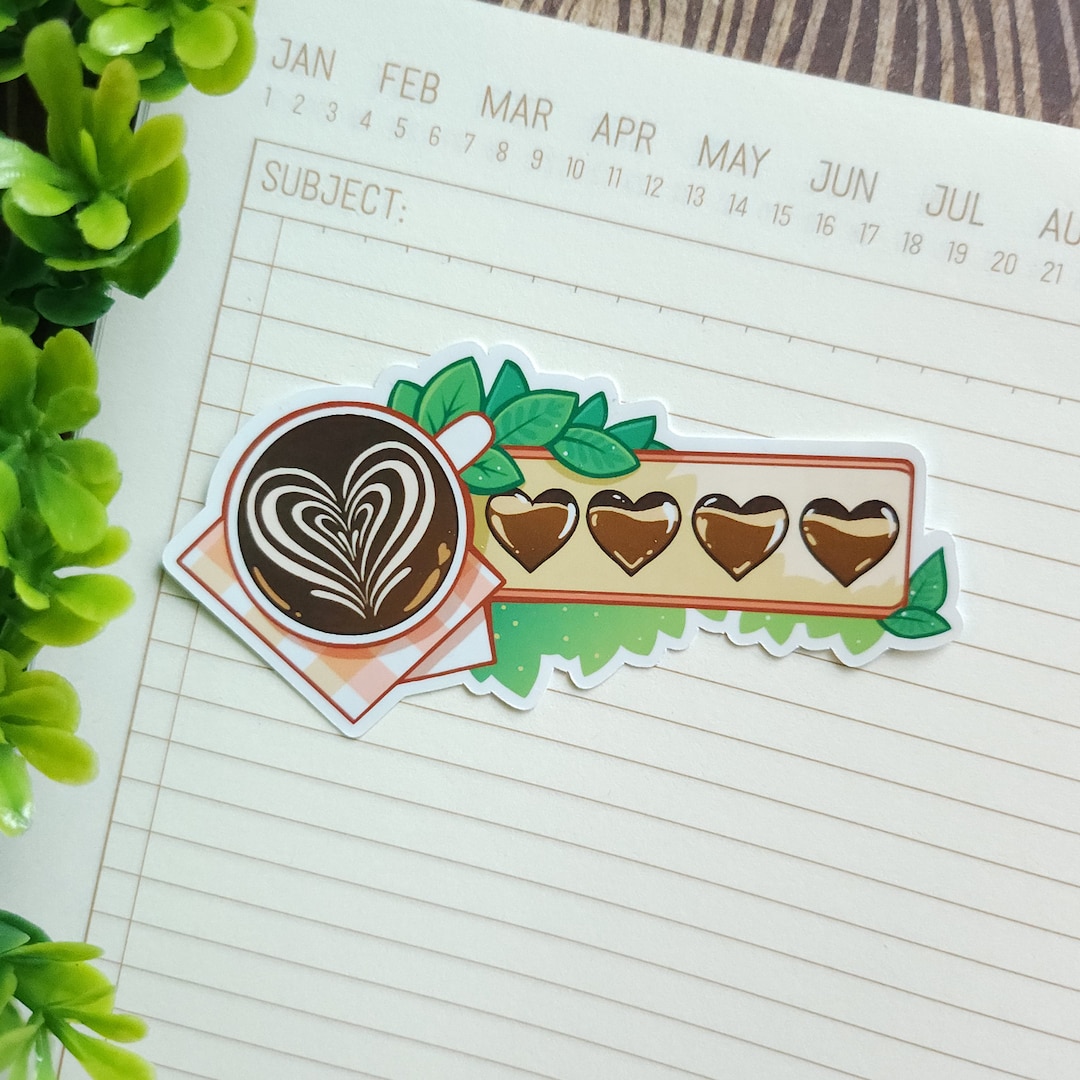 Coffee Gamer Health Bar Sticker, Kawaii Sticker, Cute Sticker, Gaming ...