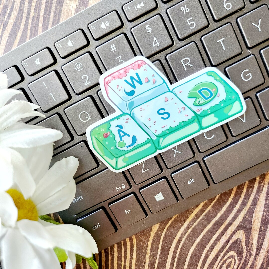 WASD Gaming Sticker, Kawaii Spring Sticker, Cute Sticker, Pc Gaming ...