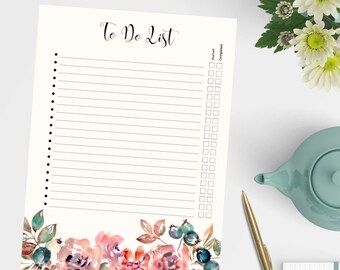 To-do List Printable - Download - Floral - Minimal PDF - Etsy