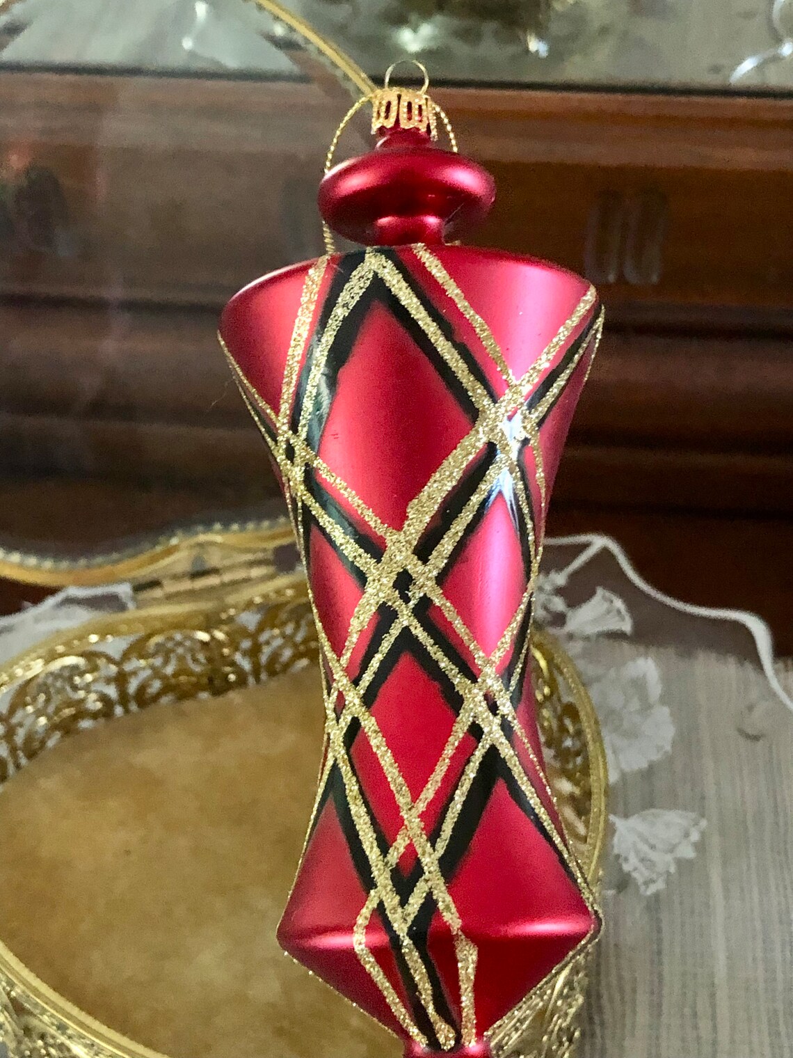 RAZ Imports, Inc., 12” Glass Scottish Tartan Seasonal Holiday Christmas ...