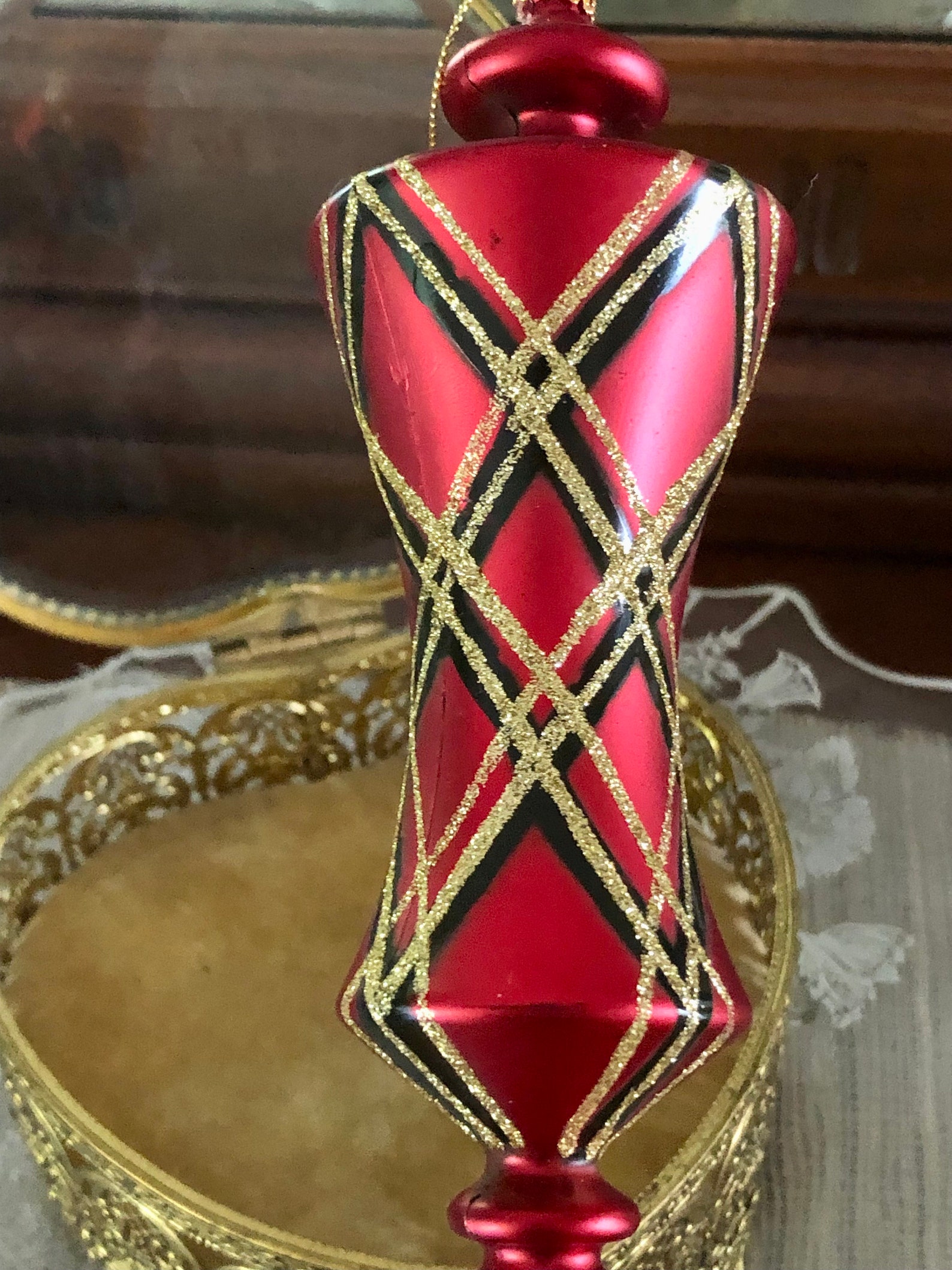 RAZ Imports, Inc., 12” Glass Scottish Tartan Seasonal Holiday Christmas ...