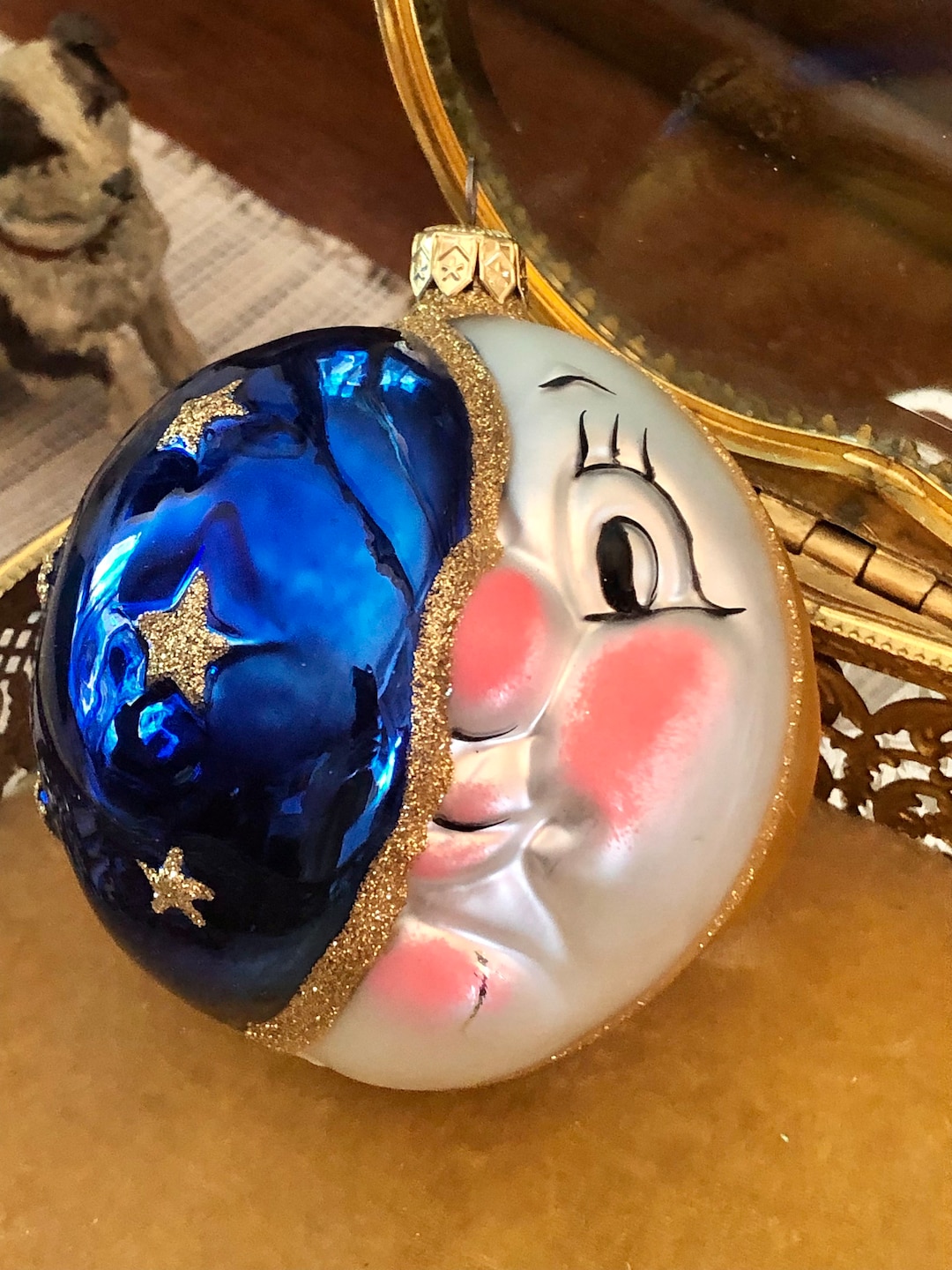 Vintage Polonaise "goodnight Moon" Glass Christmas Ornament: Hand ...
