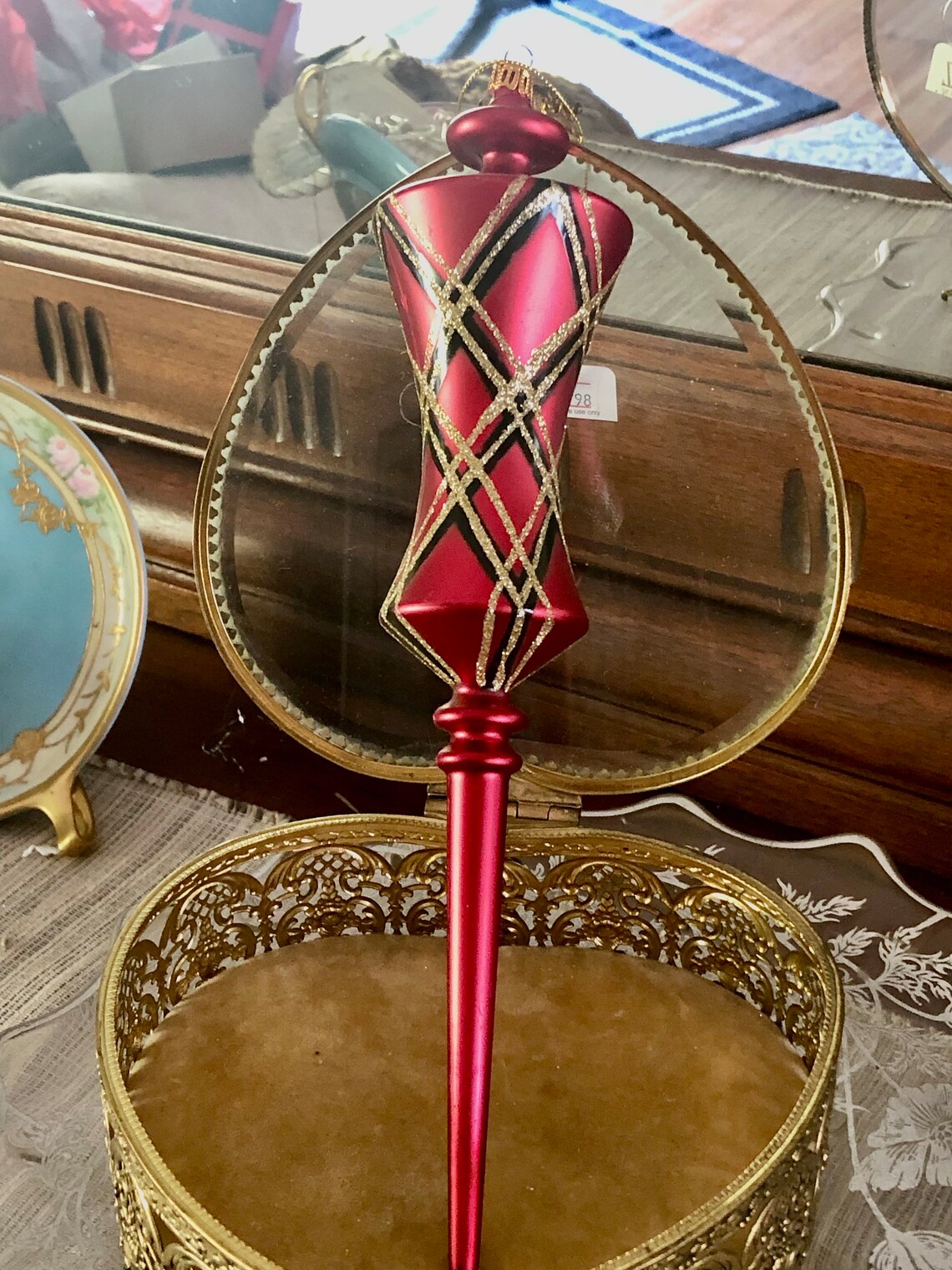 RAZ Imports, Inc., 12” Glass Scottish Tartan Seasonal Holiday Christmas ...