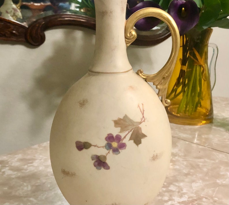 Rare 1890 Antique Royal Worcester Crown Gold Handle Pitcher, Numbered ...