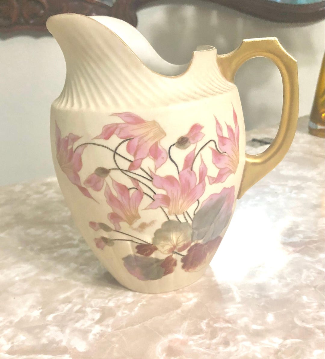 1890 Royal Worcester Pitcher: Crown Gold Handle, Japonisme Floral - Etsy