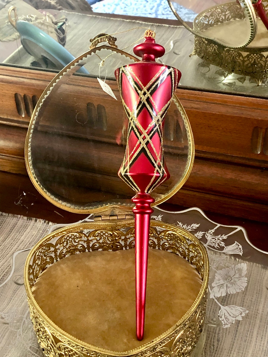 RAZ Imports, Inc., 12” Glass Scottish Tartan Seasonal Holiday Christmas ...