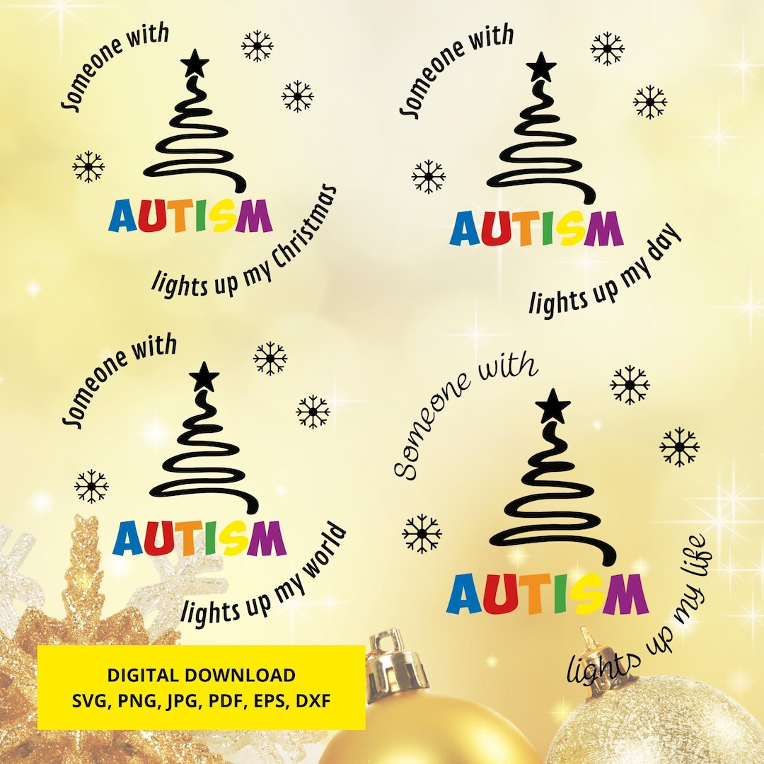 Autism Christmas Tree SVG Bundle, Awareness Designs (digital Download ...