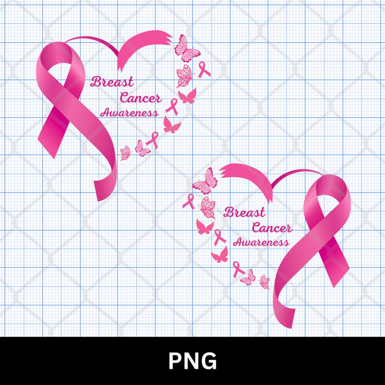 Breast Cancer Awareness PNG Pink Ribbon Heart Butterfly, Breast Cancer ...
