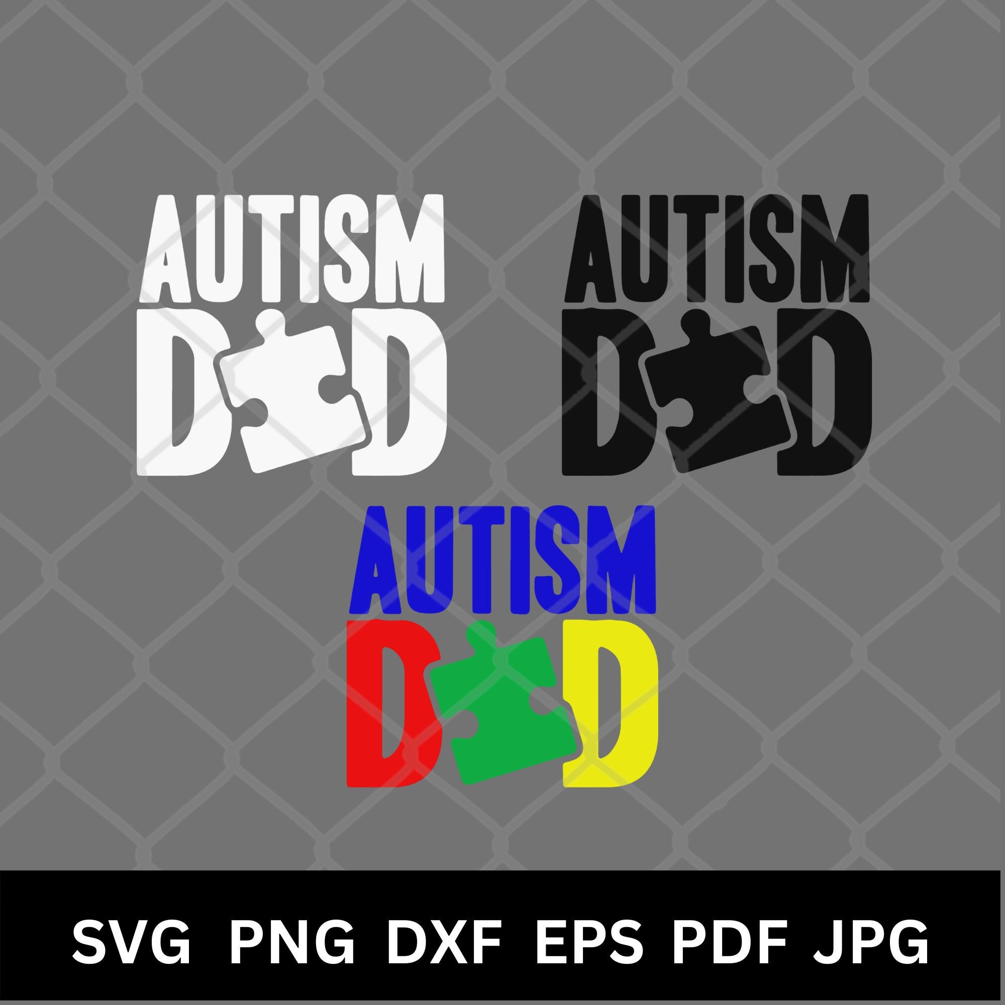 Autism Dad Mom SVG PNG, Puzzle Piece Awareness Design (digital Download ...