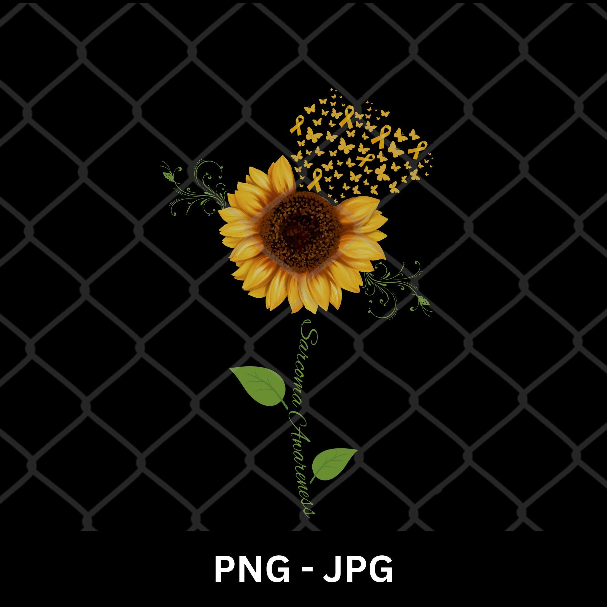 Sarcoma Cancer Awareness PNG JPG, Cancer Sunflower PNG Yellow Ribbon ...
