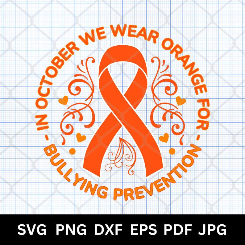 Orange Ribbon Bullying Prevention SVG, PNG, Unity Day Shirt Design - Etsy