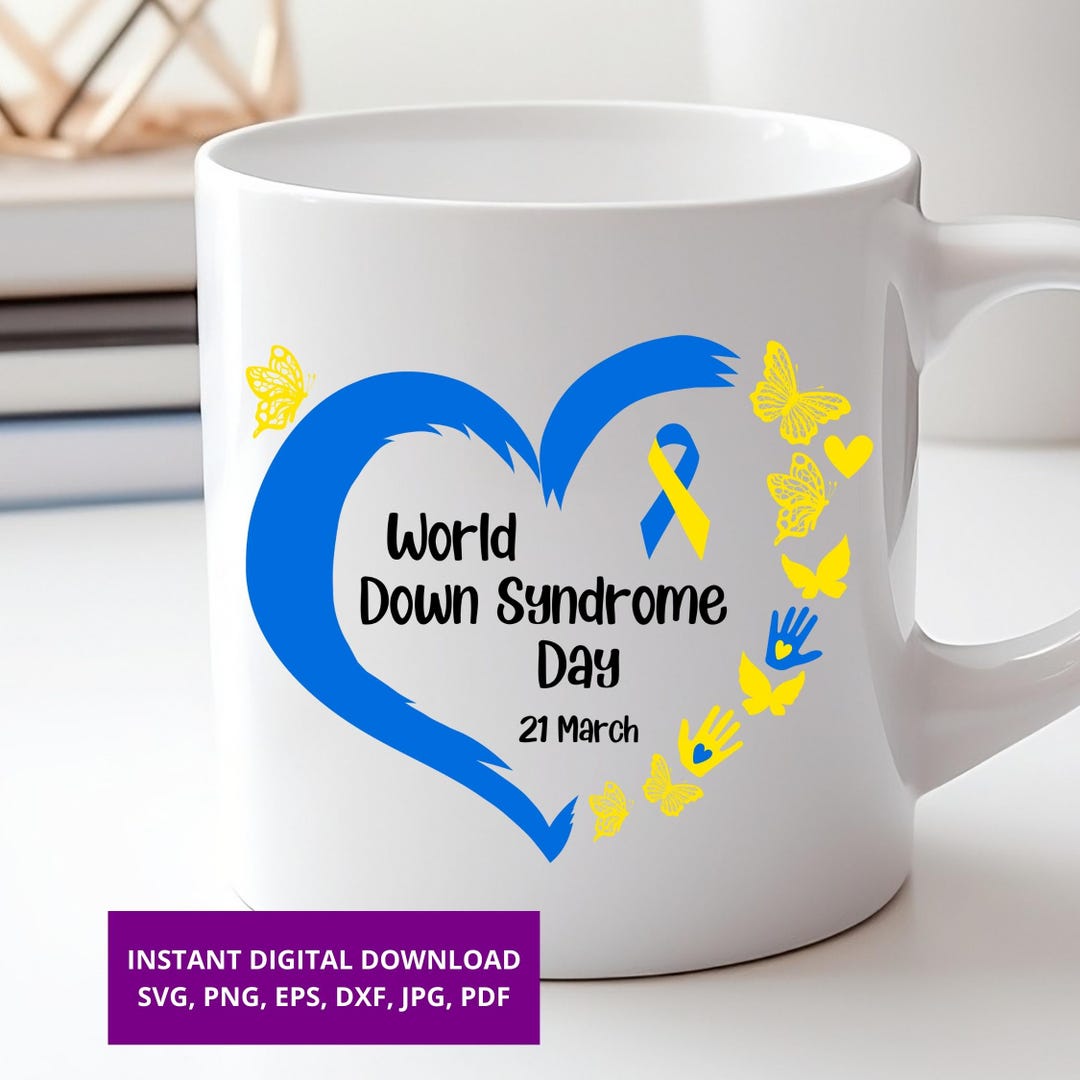 World Down Syndrome Day SVG PNG Down Syndrome, Heart Blue & Yellow ...
