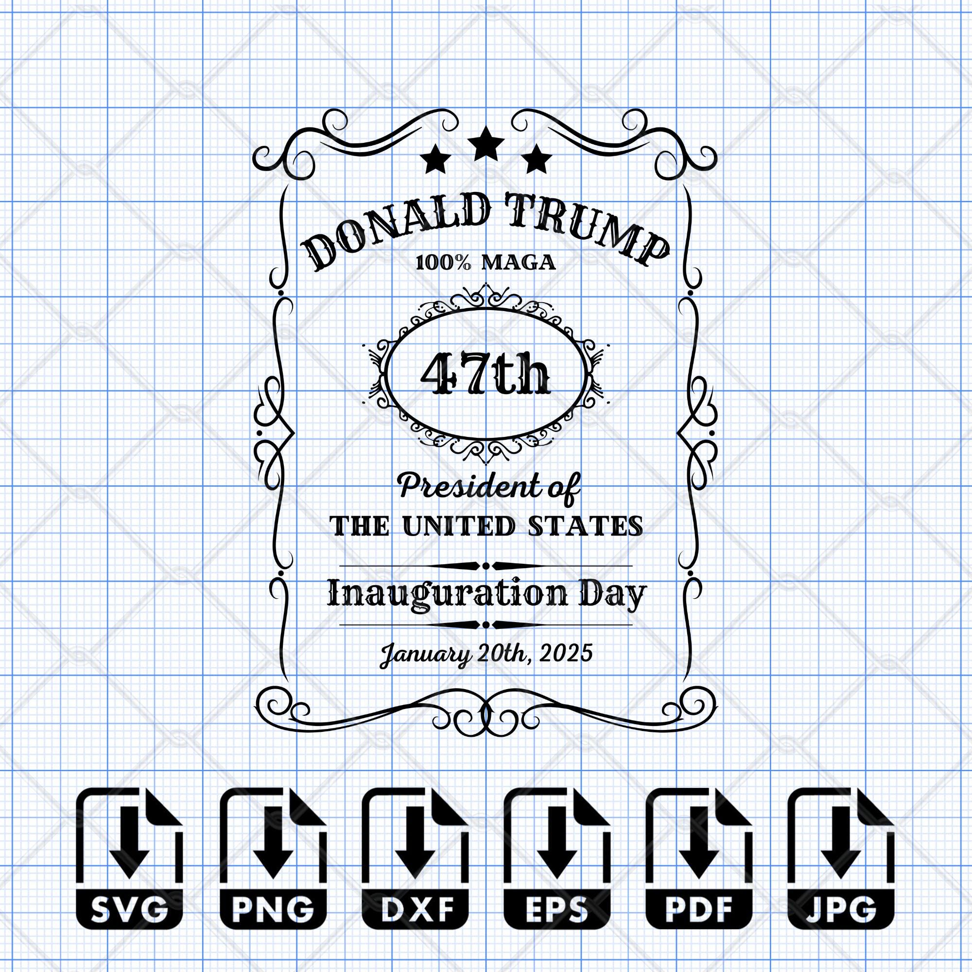 Vintage Donald Trump Whiskey Label SVG PNG 47th President Inauguration ...