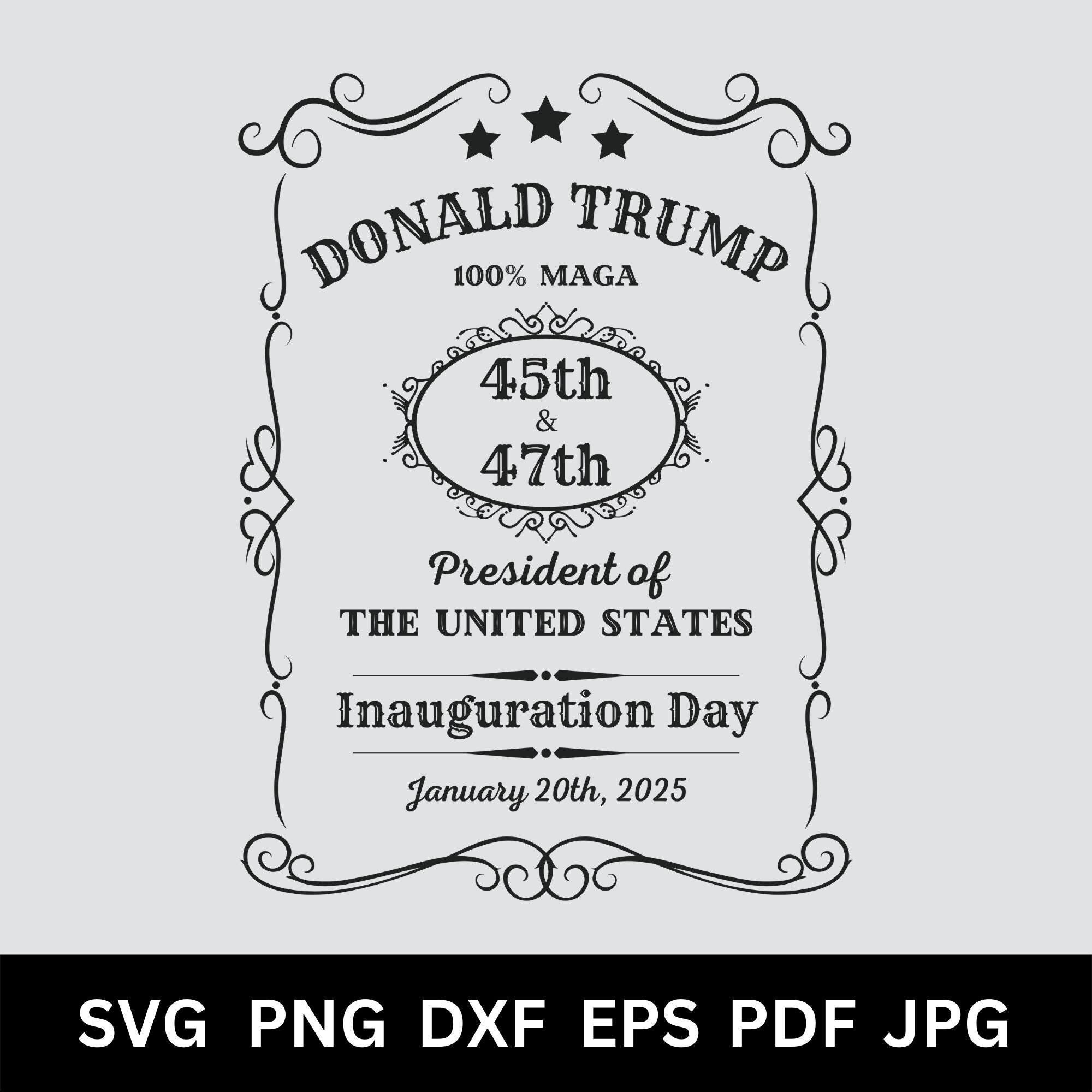Vintage Donald Trump Whiskey Label SVG PNG 45th 47th President ...