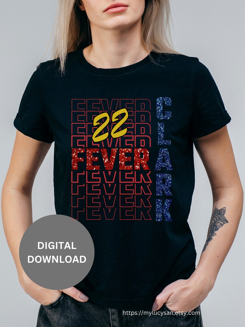 Caitlin Clark 22 Fever PNG Glitter Plain Blue Red Basketball Fan Gift ...