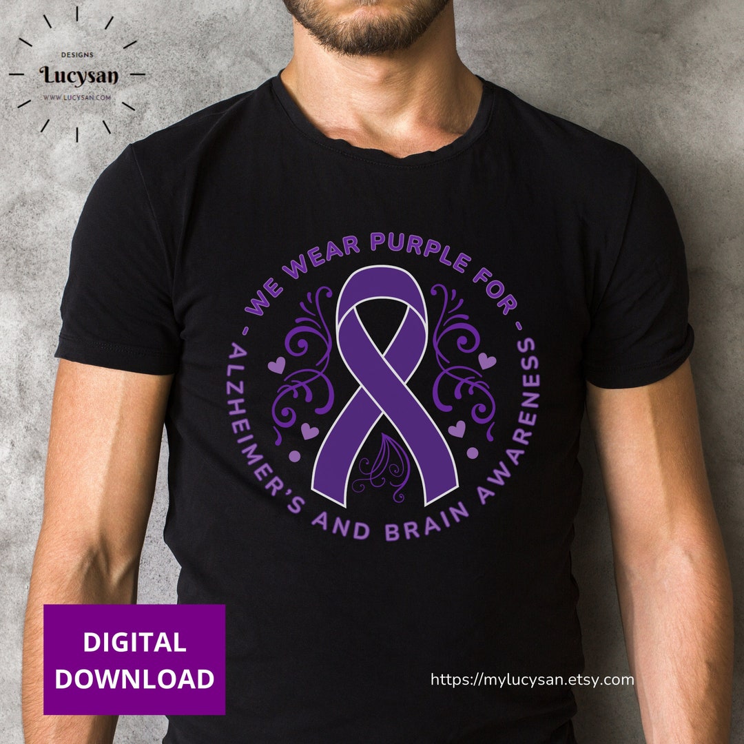 We Wear Purple for Alzheimer's and Brain Awareness PNG, Purple Ribbon ...