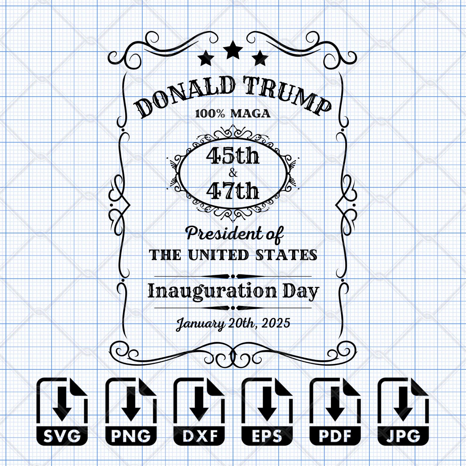 Vintage Donald Trump Whiskey Label SVG PNG 45th 47th President ...