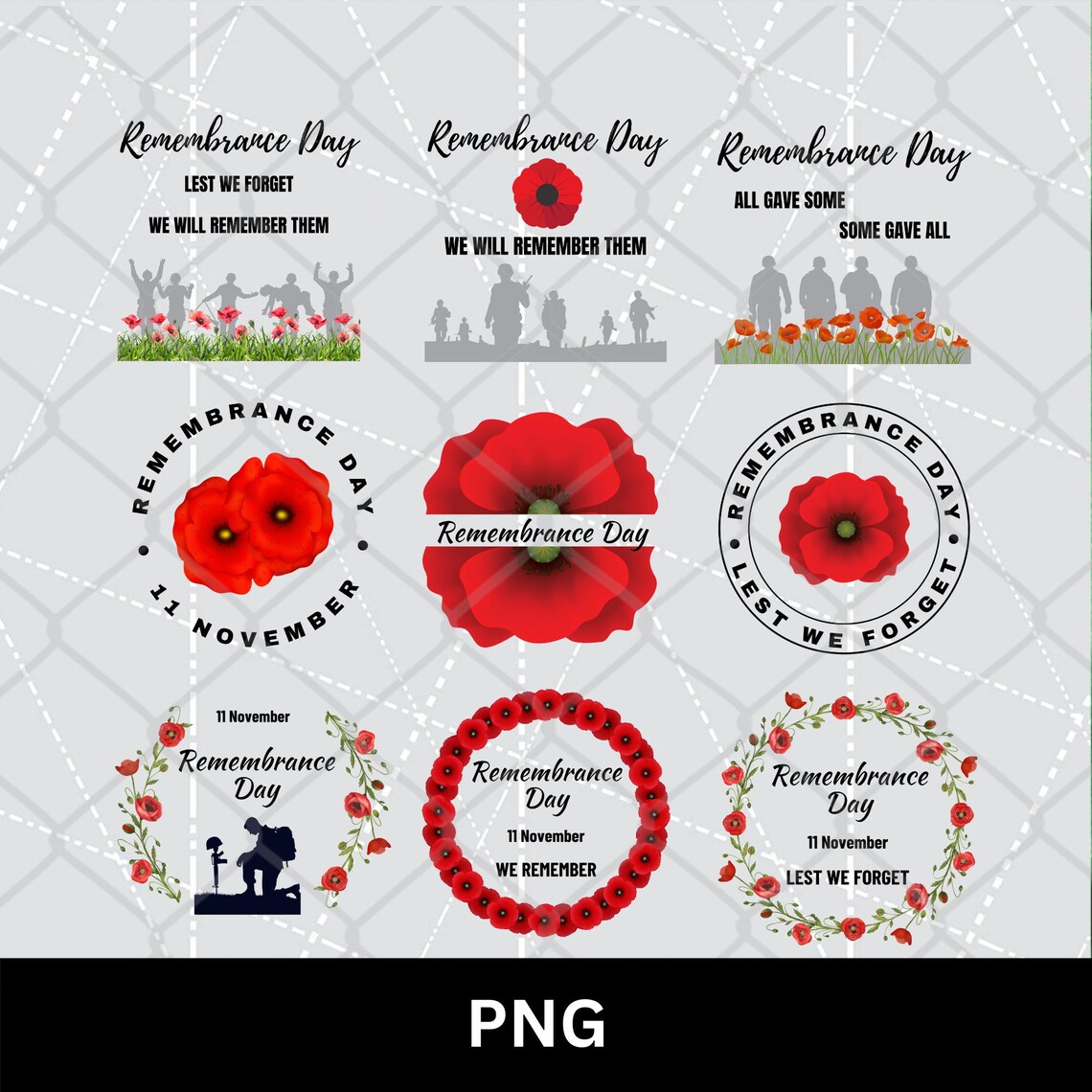 Ve Day, Remembrance Day Poppy Bundle, Lest We Forget, Memorial ...