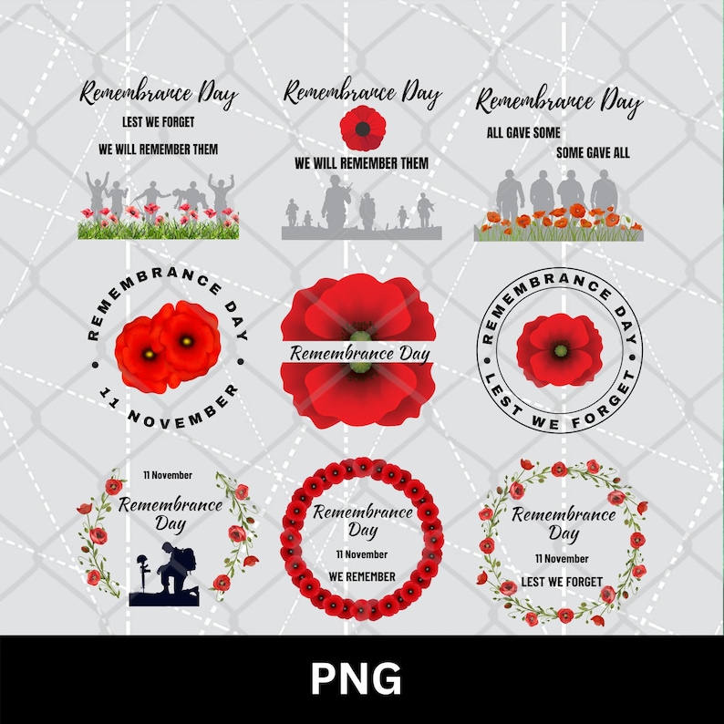 Lest We Forget PNG Bundle Remembrance Day PNG Red Poppy, We Will ...