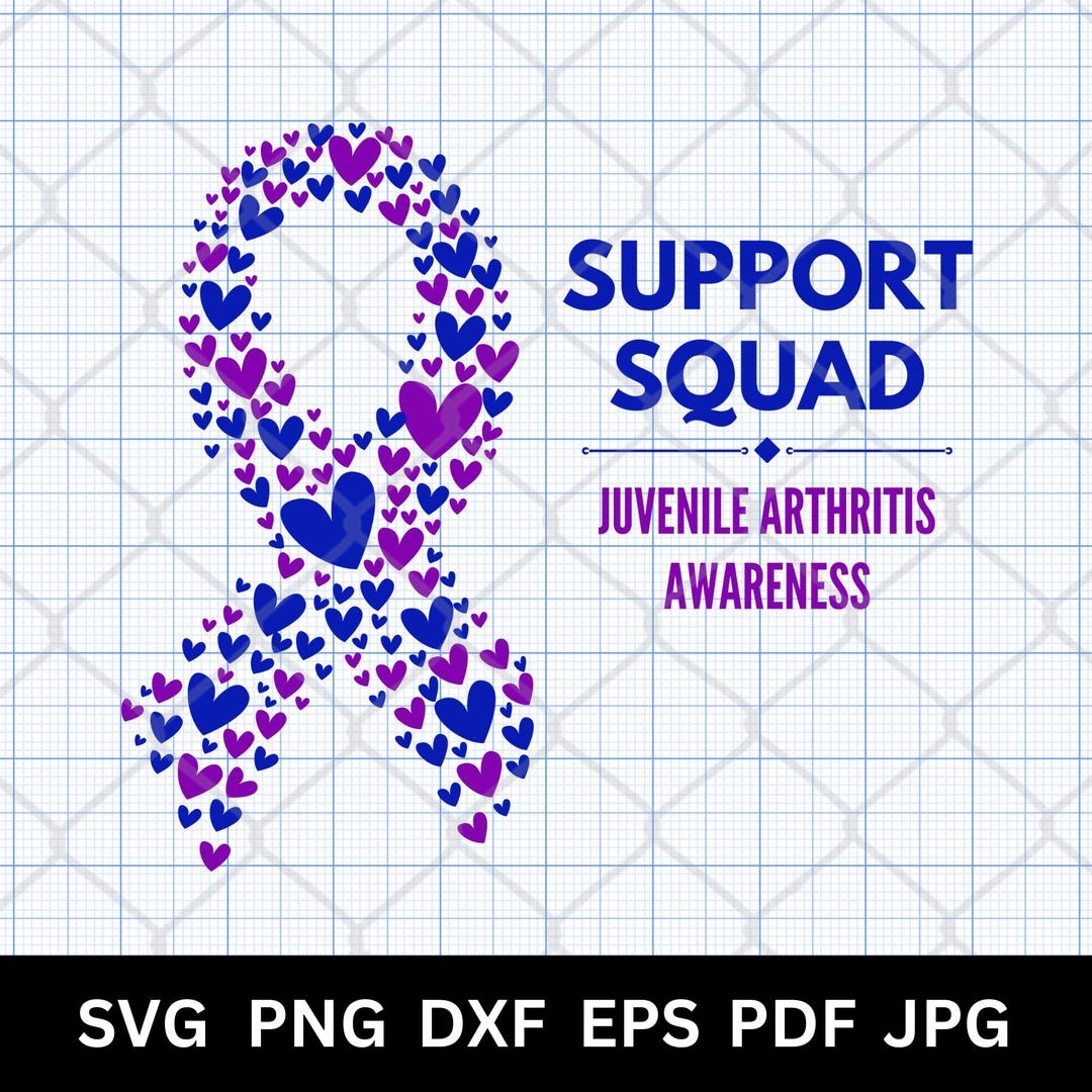 Juvenile Arthritis Awareness SVG PNG Blue Purple Ribbon, Juvenile ...