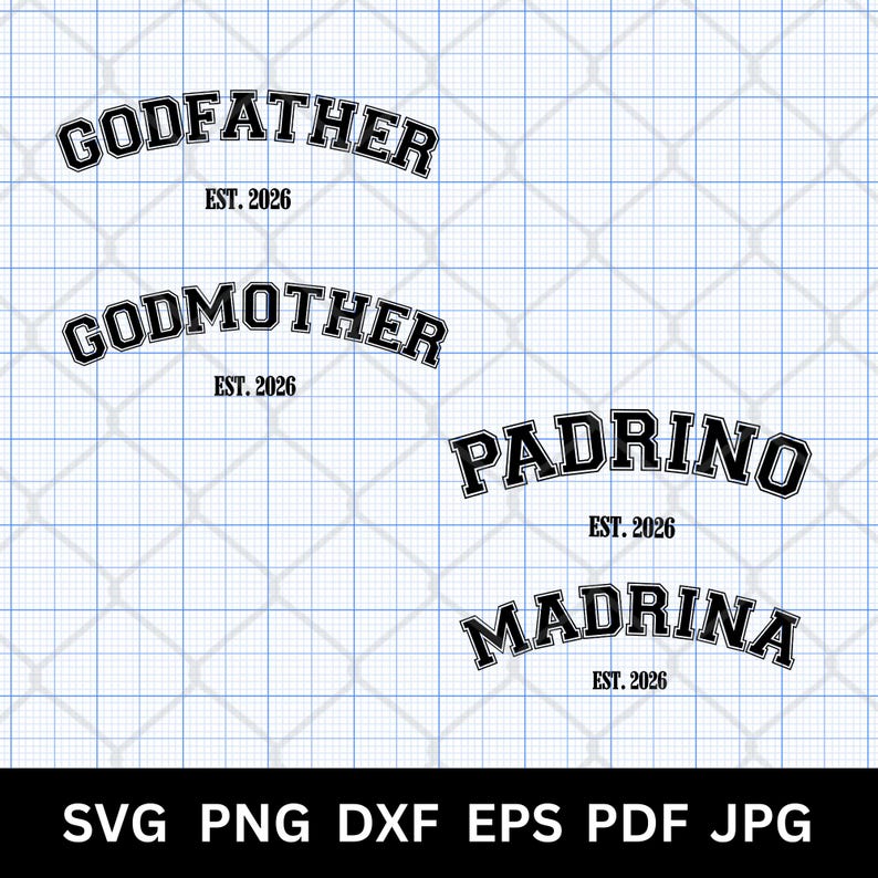 Godparents Est. 2026 SVG PNG Bundle, Godfather Godmother Padrino ...