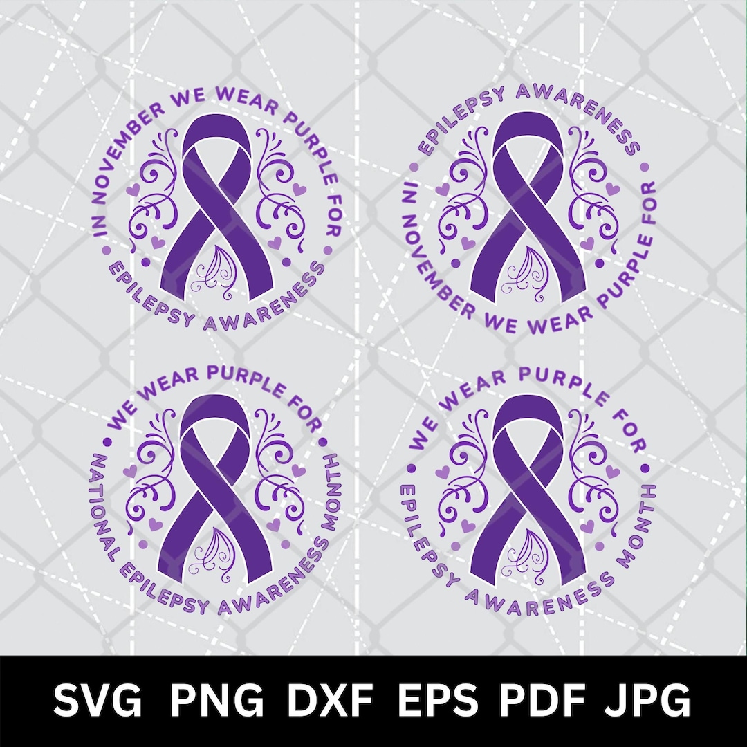 Epilepsy Awareness SVG PNG Epilepsy Awareness Ribbon, Purple Ribbon ...