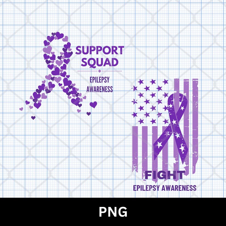 Epilepsy Awareness PNG, Purple Ribbon American Flag, Support Squad ...