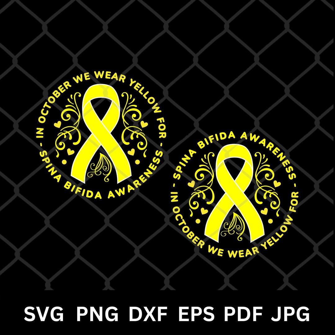 Spina Bifida Awareness Yellow Ribbon SVG PNG, October Support (digital ...