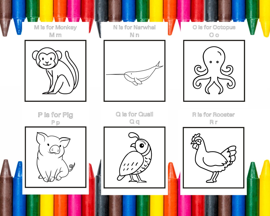ABC Animal Coloring Pages Preschool Kindergarten Alphabet Printable ...