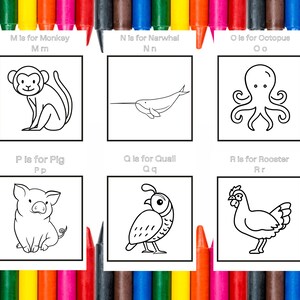 ABC Animal Coloring Pages Preschool Kindergarten Alphabet Printable ...