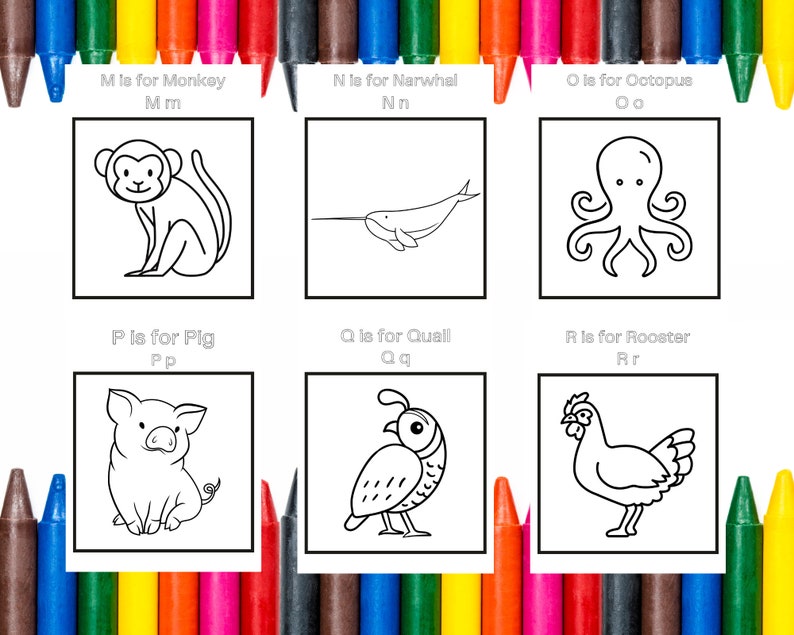 ABC Animal Coloring Pages Preschool Kindergarten Alphabet Printable ...