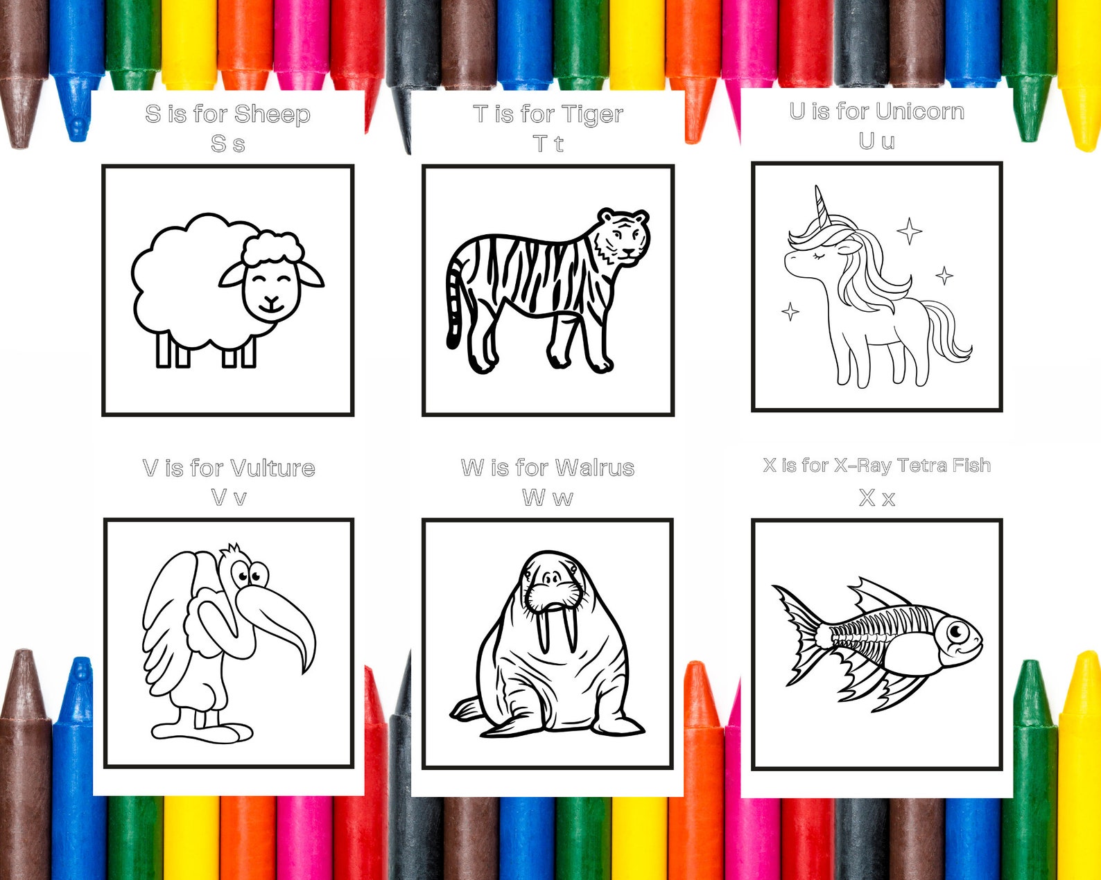 ABC Animal Coloring Pages Preschool Kindergarten Alphabet Printable ...