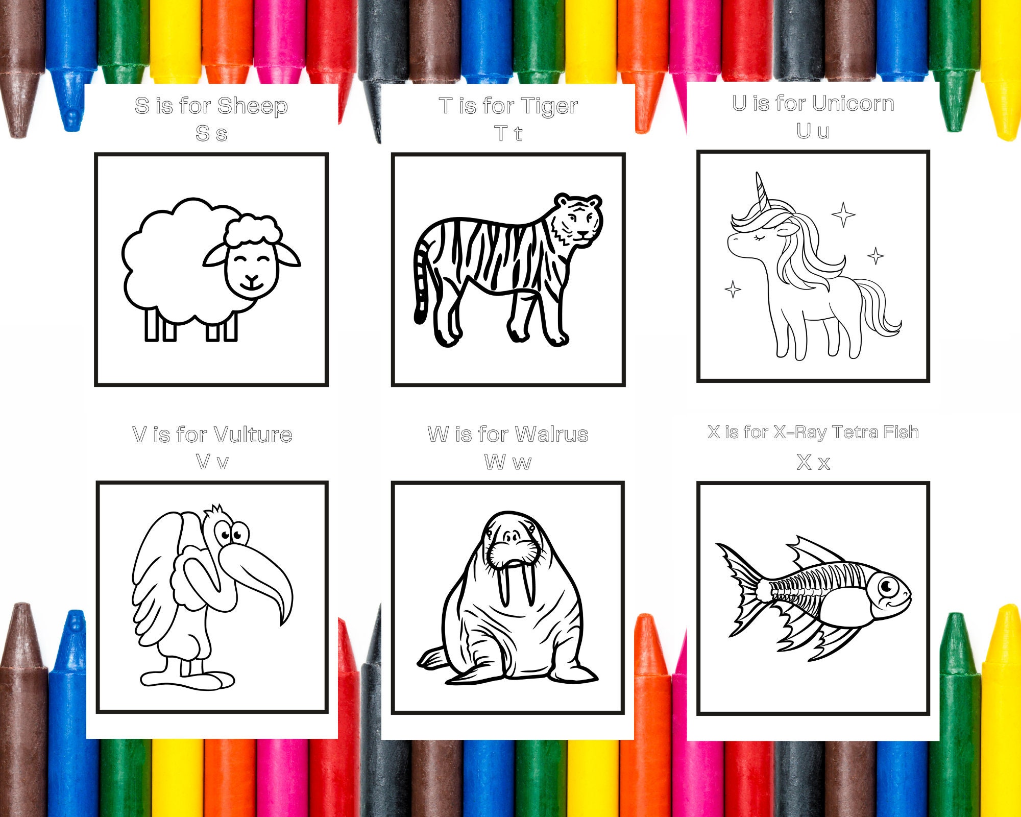 ABC Animal Coloring Pages Preschool Kindergarten Alphabet Printable ...