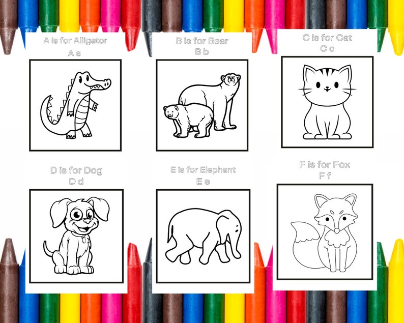 ABC Animal Coloring Pages Preschool Kindergarten Alphabet Printable ...