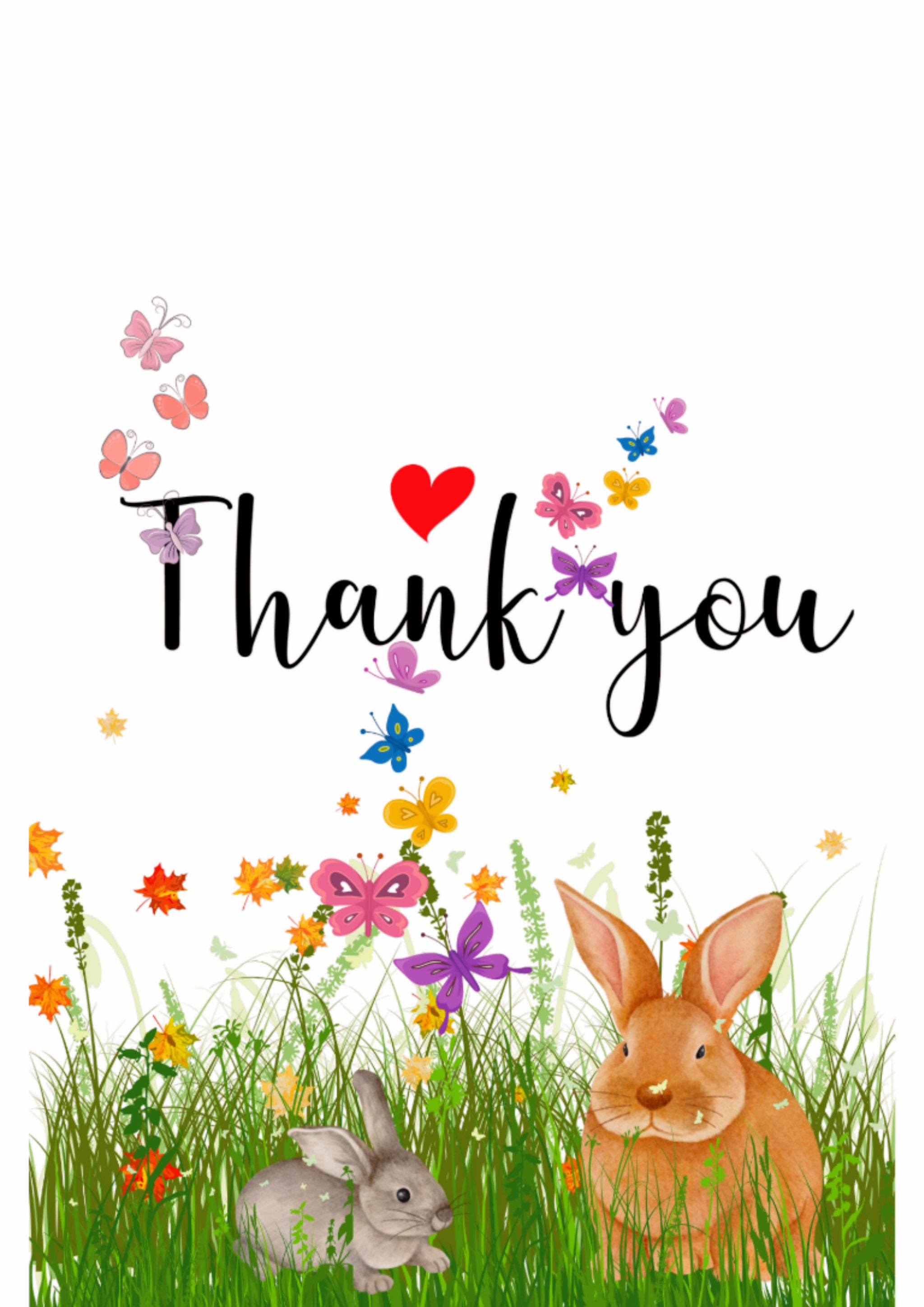 Rabbit Thank You Card Digital Download - Etsy