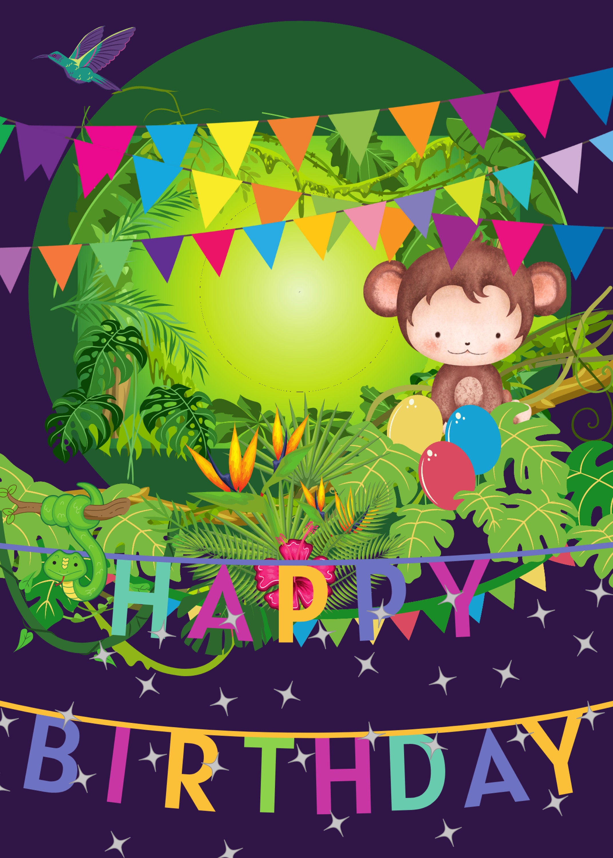 Cute Jungle Monkey Birthday Digital Download - Etsy