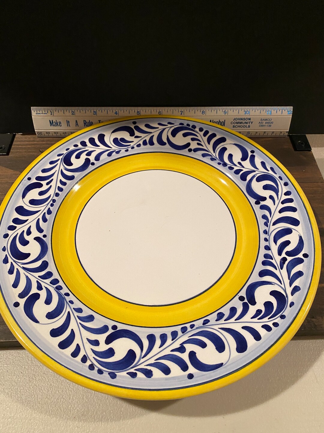 Deruta Ceramiche Italian Art Pottery 12” Blue and Gold Design Hand ...