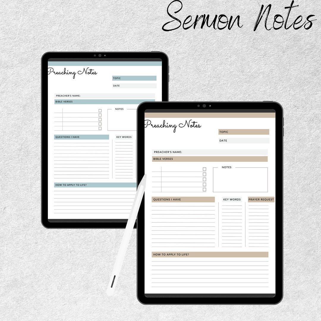 Preaching | Sermon Notes Printable & Digital Templates, Instant ...