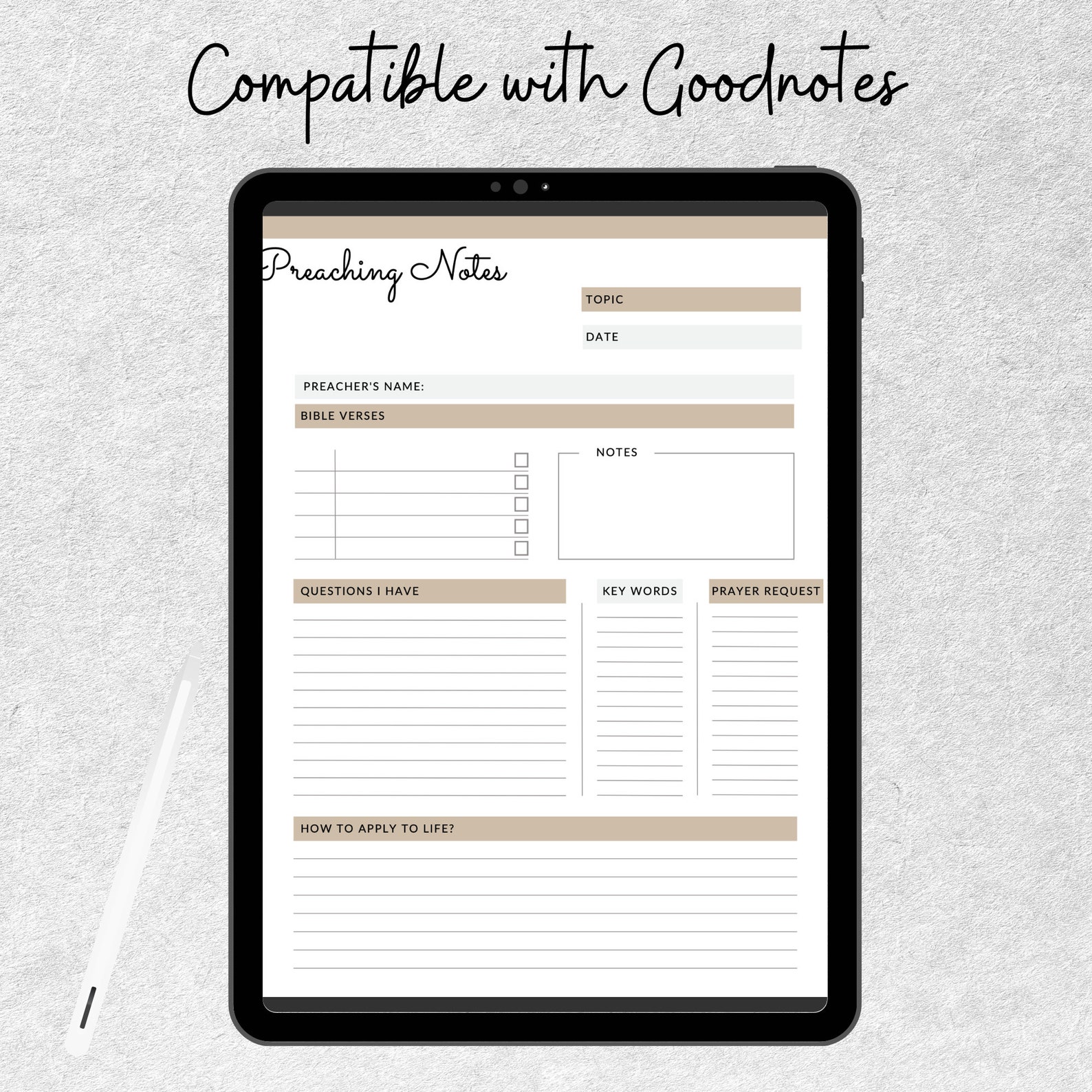 Preaching | Sermon Notes Printable & Digital Templates, Instant ...