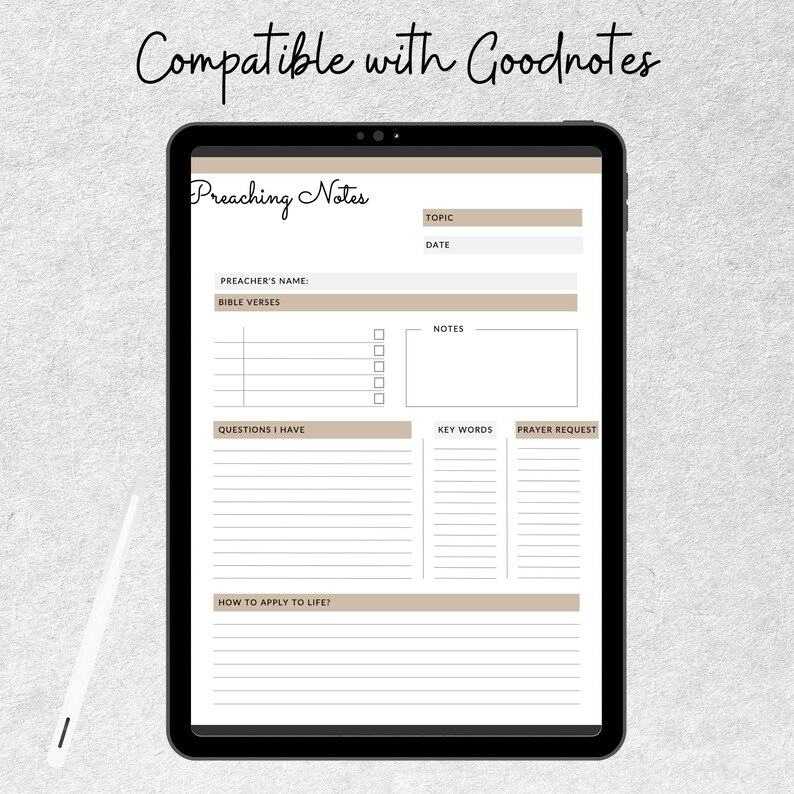 Preaching | Sermon Notes Printable & Digital Templates, Instant ...