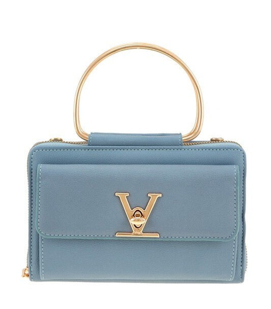 Top Handle Crossbody Shoulder Bag With V Accent Metal Classy - Etsy