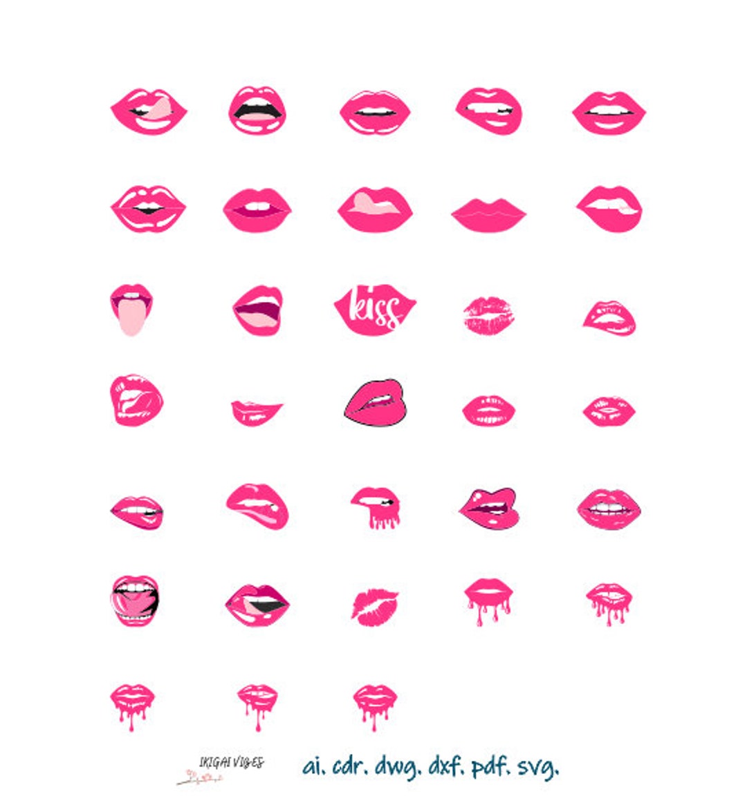 Labios SVG Lápiz labial svg Kiss svg Labios Día de San - Etsy México