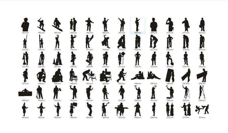 People Silhouette DXF, Silhouette Bundle, Flat Vector People ...